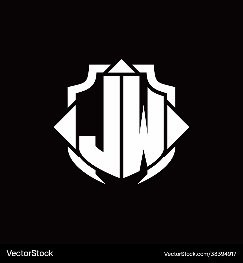 JW Monogram Shield Logo Royalty Free Vector Image