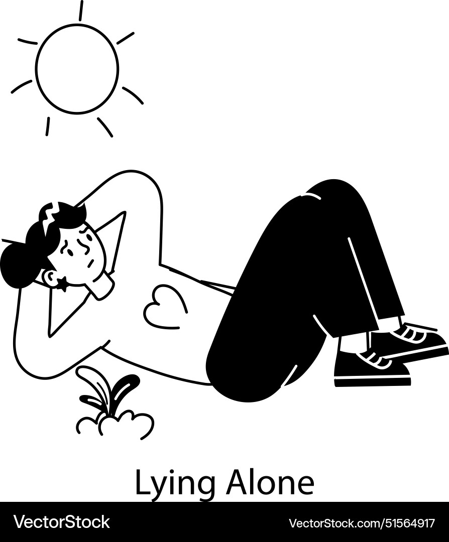 Lying alone Royalty Free Vector Image - VectorStock