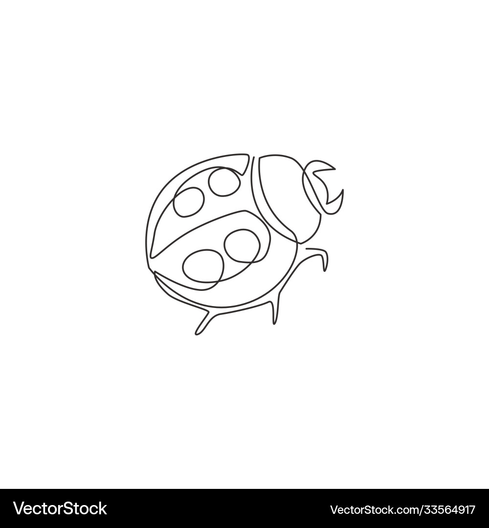 One continuous line drawing cute ladybug Vector Image