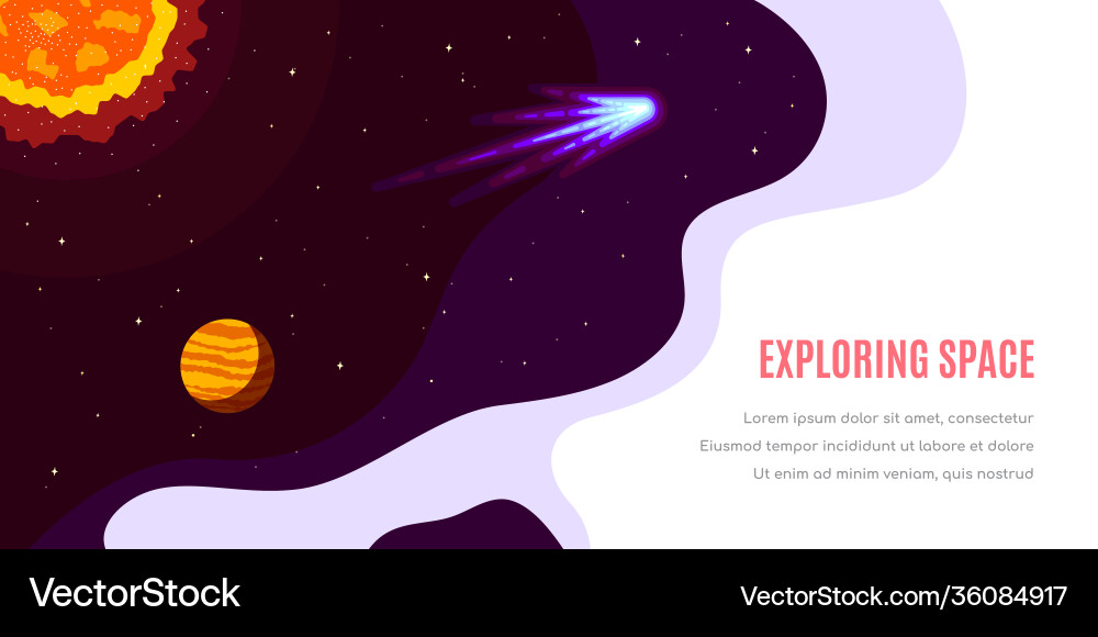 Outer space concept banner template in flat style Vector Image