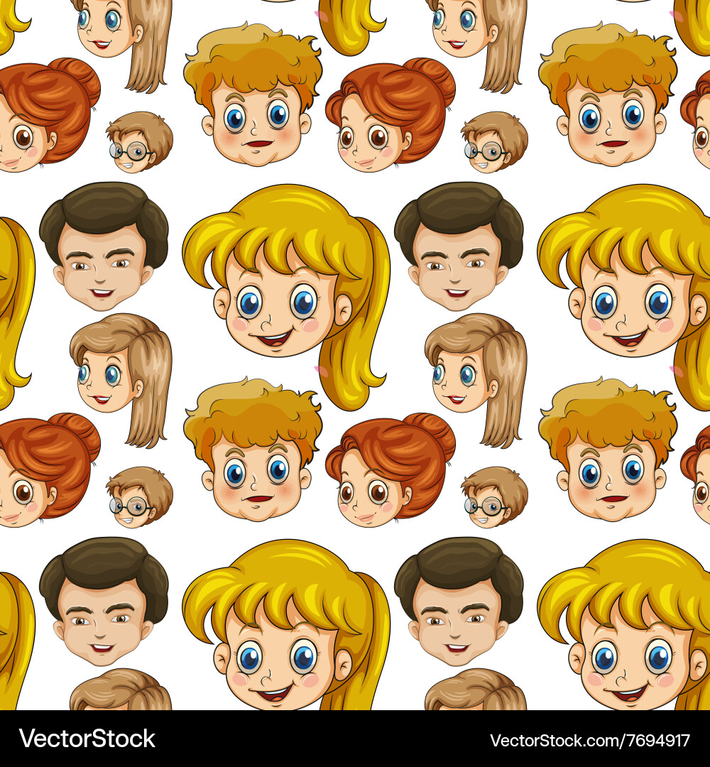 Seamless human head with happy face Royalty Free Vector