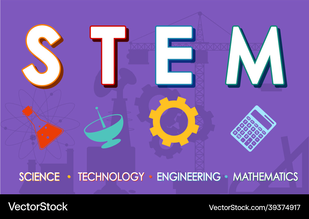Stem education logo banner with purple background Vector Image