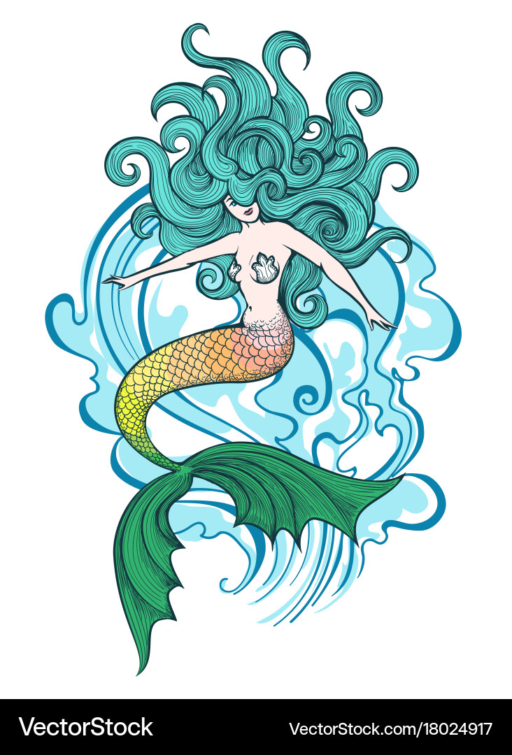 Swimming mermaid Royalty Free Vector Image - VectorStock