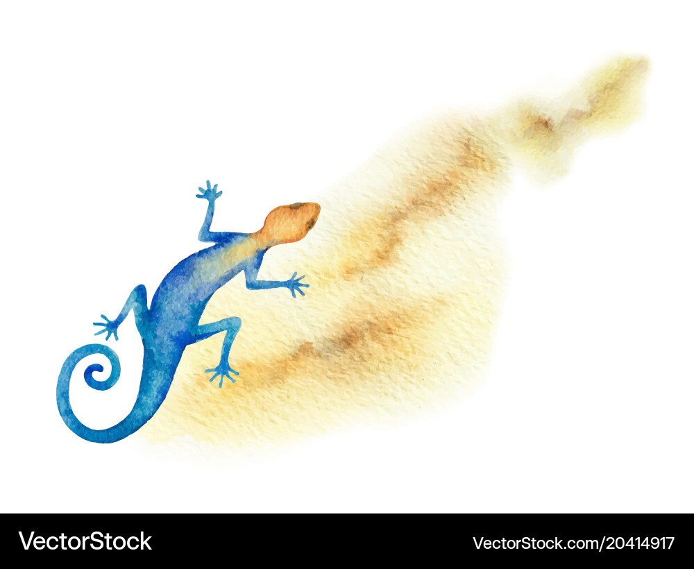 Watercolor background with lizard Royalty Free Vector Image