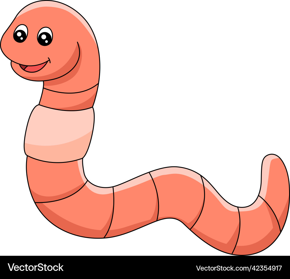 Worm cartoon colored clipart Royalty Free Vector Image