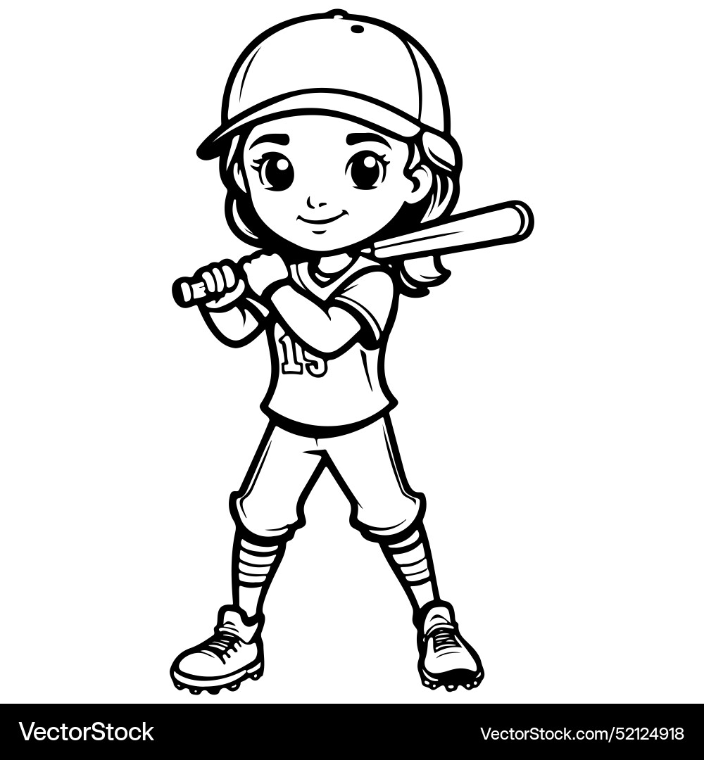 Cartoon softball hand drawn line transparent Vector Image