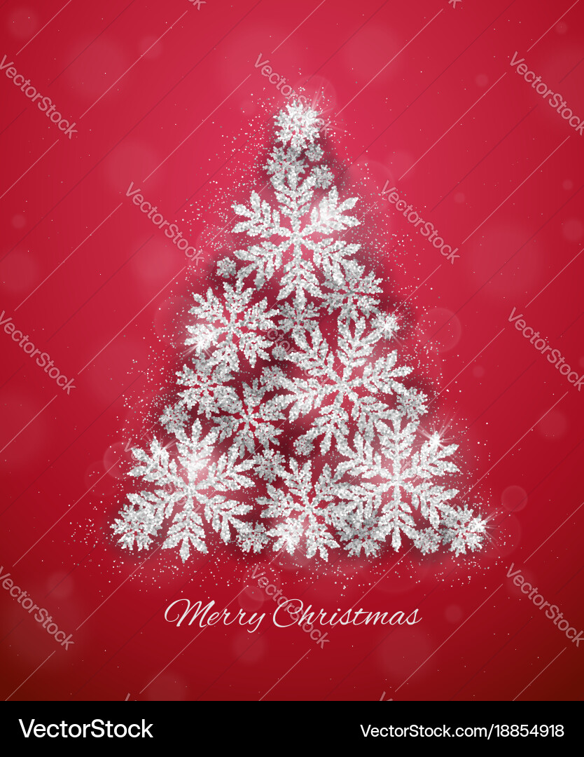 Christmas silver glittering snowflakes background Vector Image