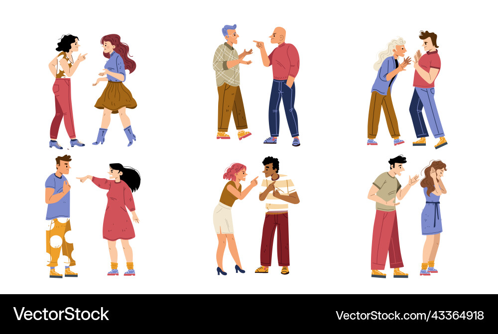 Couples and friends quarrel argue Royalty Free Vector Image
