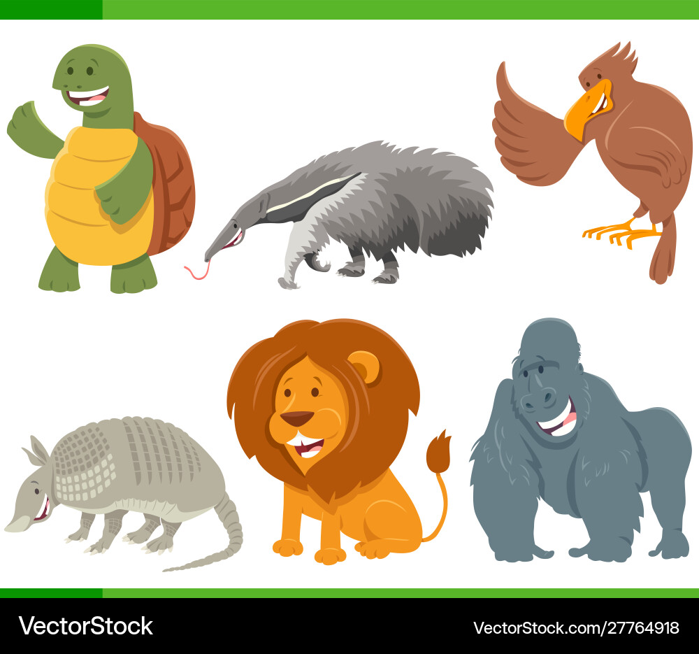 Funny cartoon animal characters set Royalty Free Vector