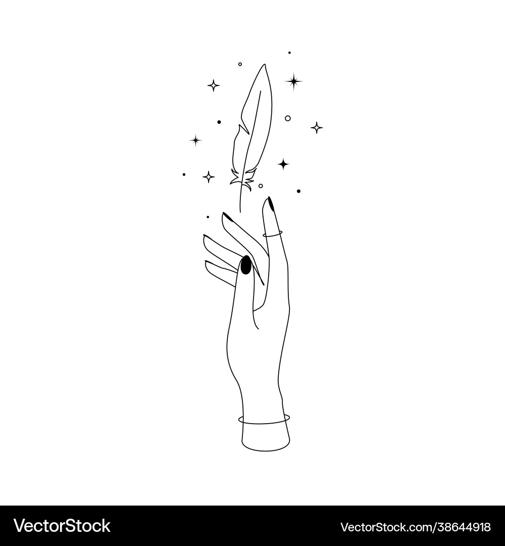 Mystic celestial flying feather with constellation