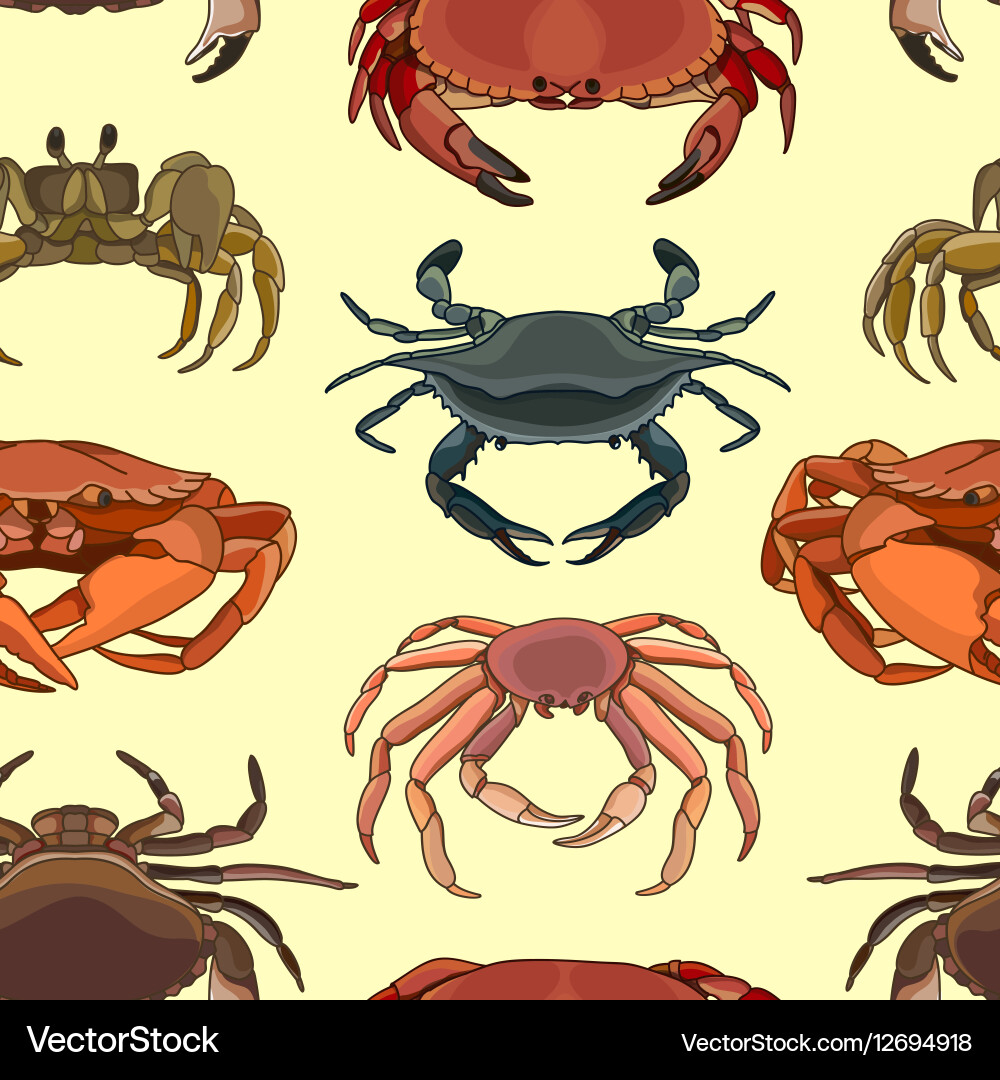 Pattern of crab icons Royalty Free Vector Image