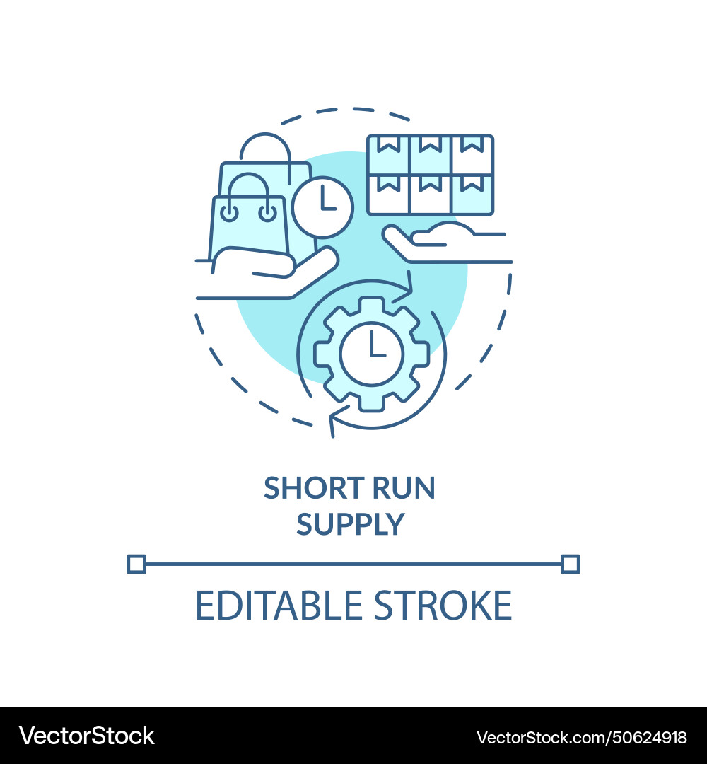 Short run supply soft blue concept icon Royalty Free Vector