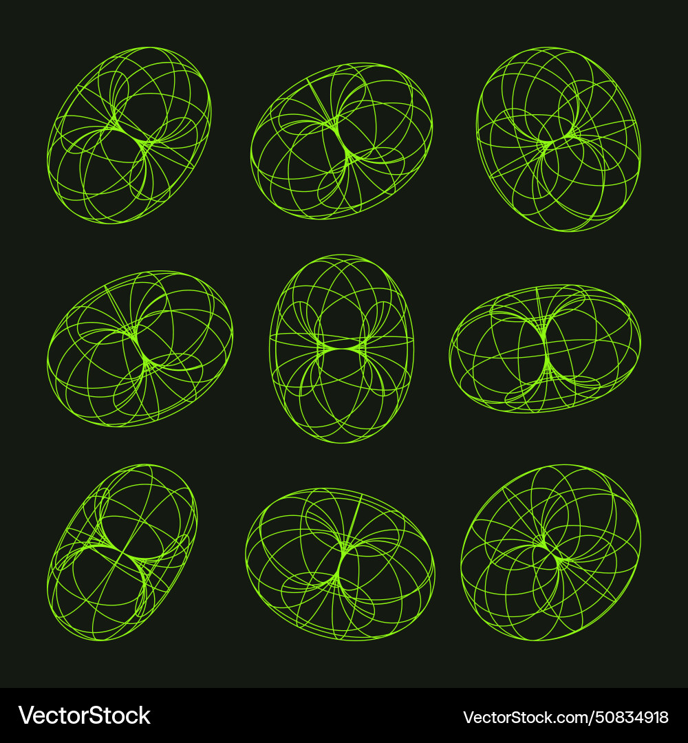 Wireframe shapes lined torus perspective mesh Vector Image