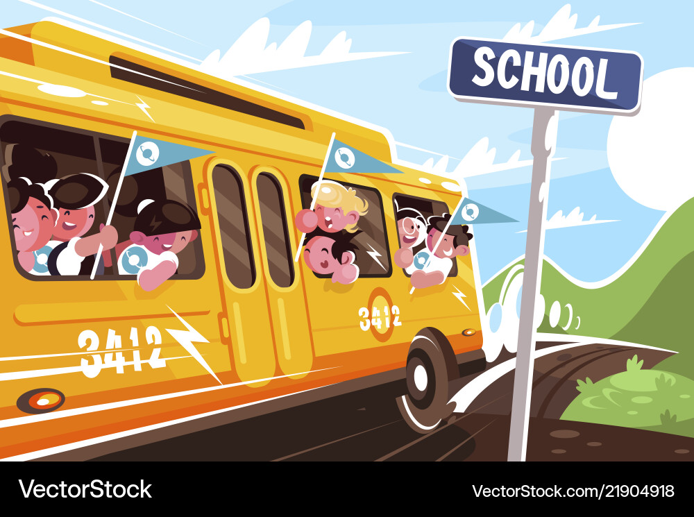 Yellow School Bus Adventure Royalty Free Vector Image