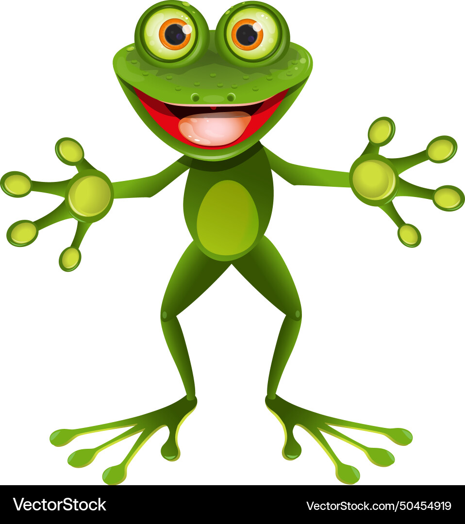 A cheerful green frog is standing Royalty Free Vector Image