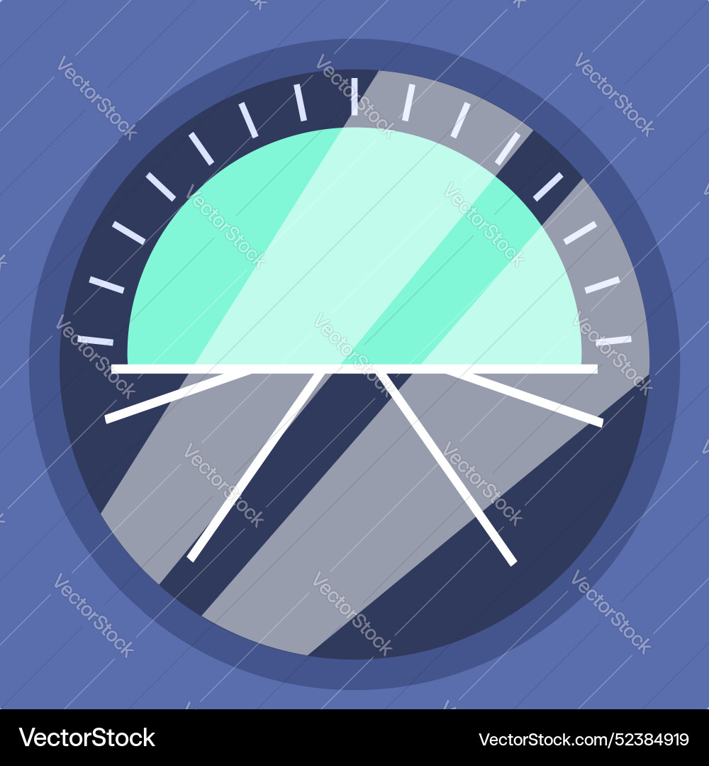 Artificial horizon instrument showing level flight