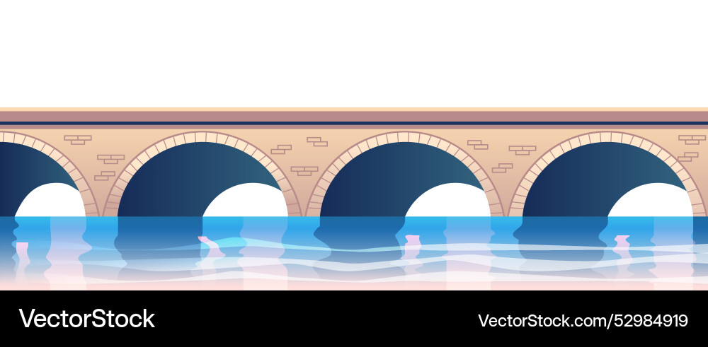 Bridge over river scenic landscape arched stone Vector Image