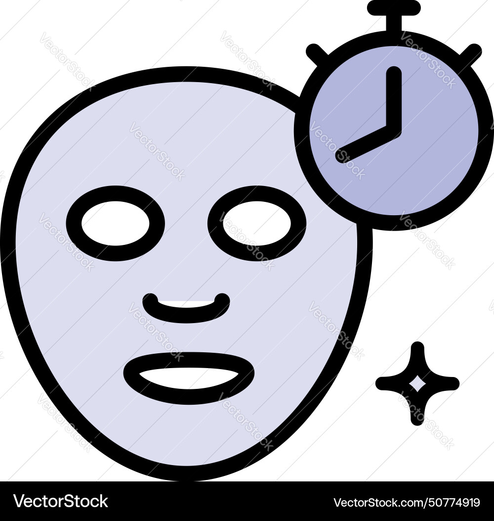 Cosmetics exposure time color icon sheet mask Vector Image