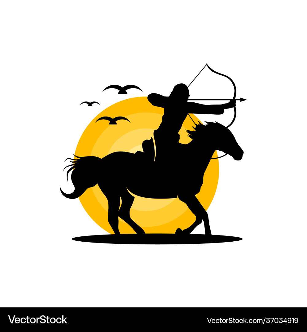 Equestrian archer warrior logo Royalty Free Vector Image