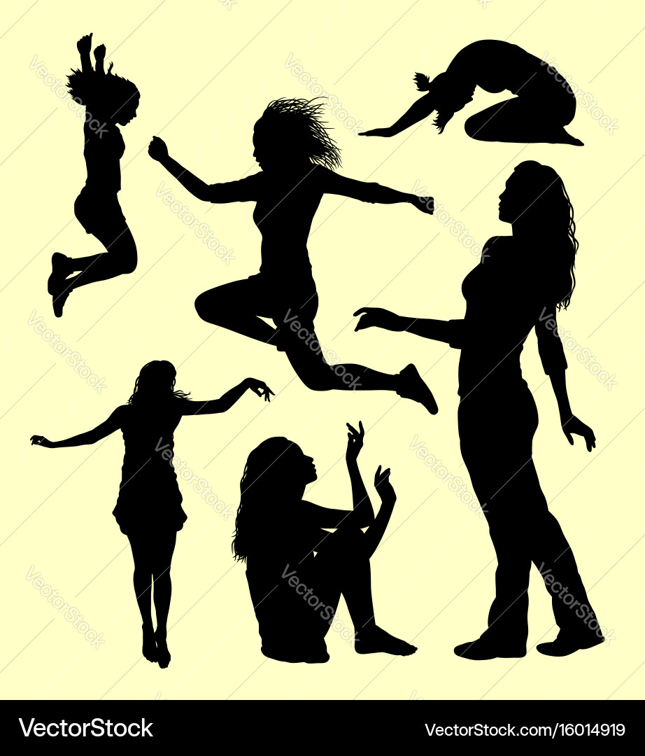 Female gesture action silhouette Royalty Free Vector Image