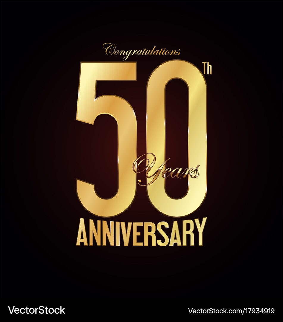 Golden 50th Anniversary Celebration Royalty Free Vector