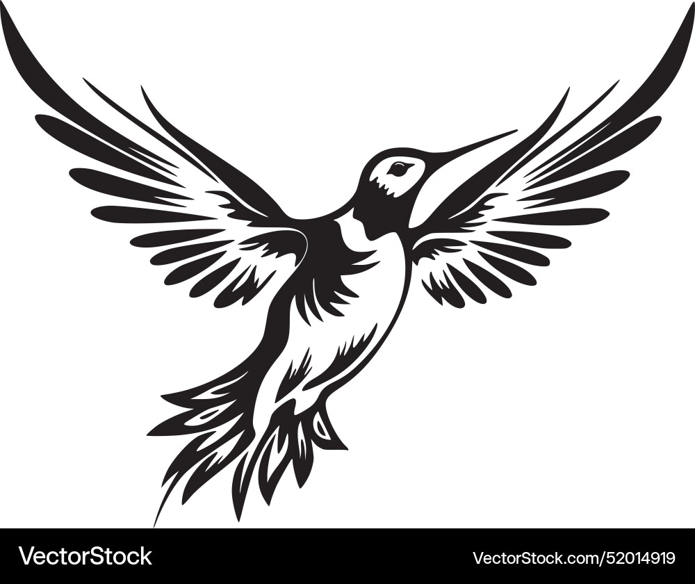 Hummingbird - black and white Royalty Free Vector Image