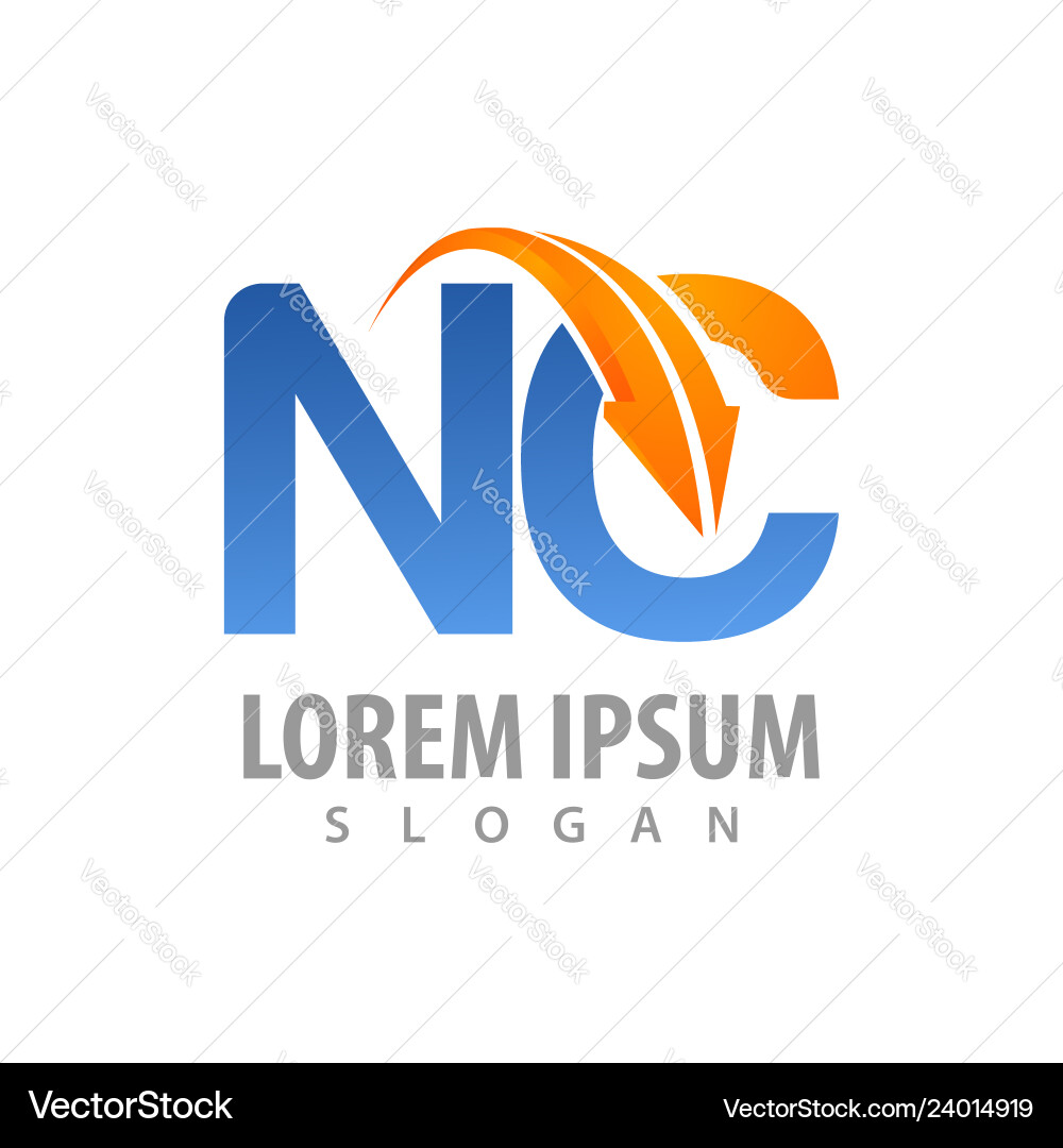 Initial letter nc arrow logo concept design Vector Image