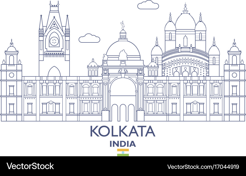 Kolkata city skyline Royalty Free Vector Image