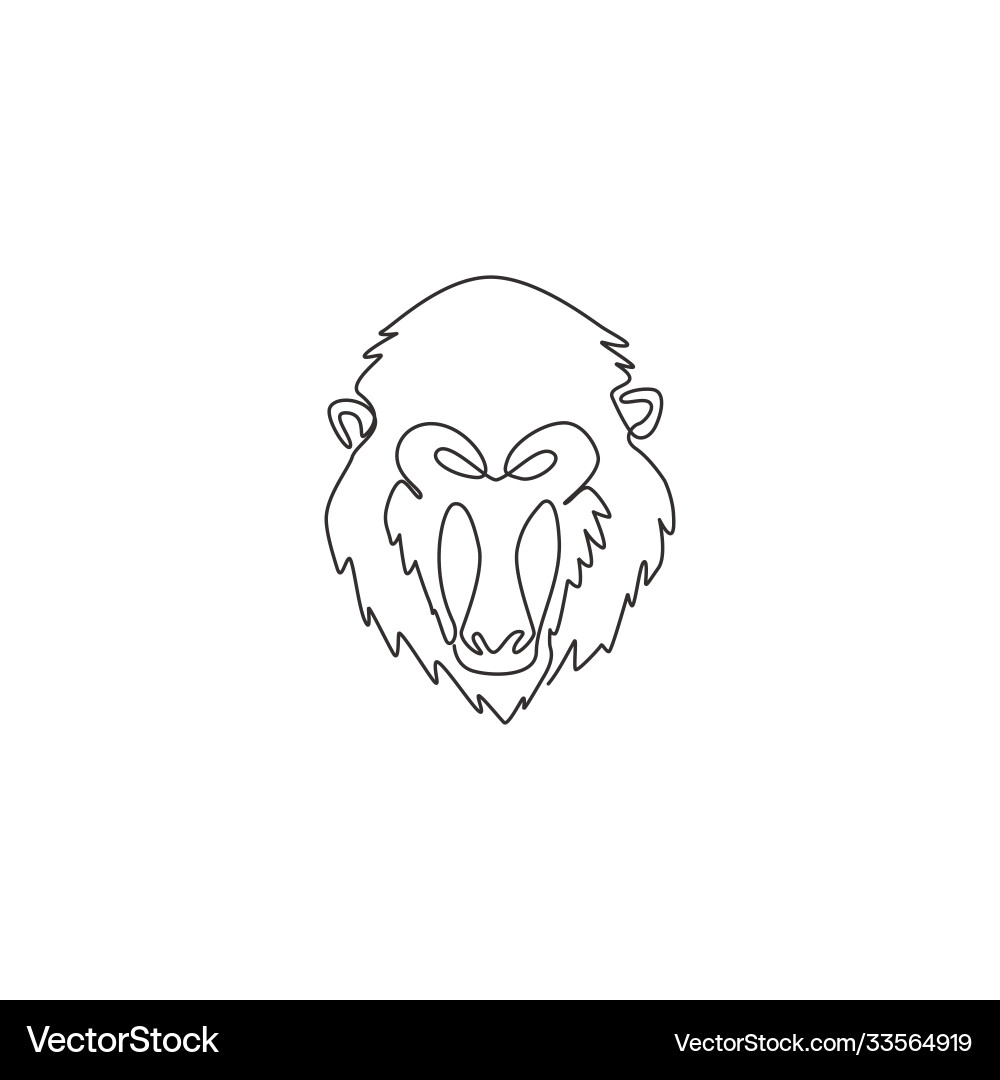 One single line drawing exotic mandrill head Vector Image
