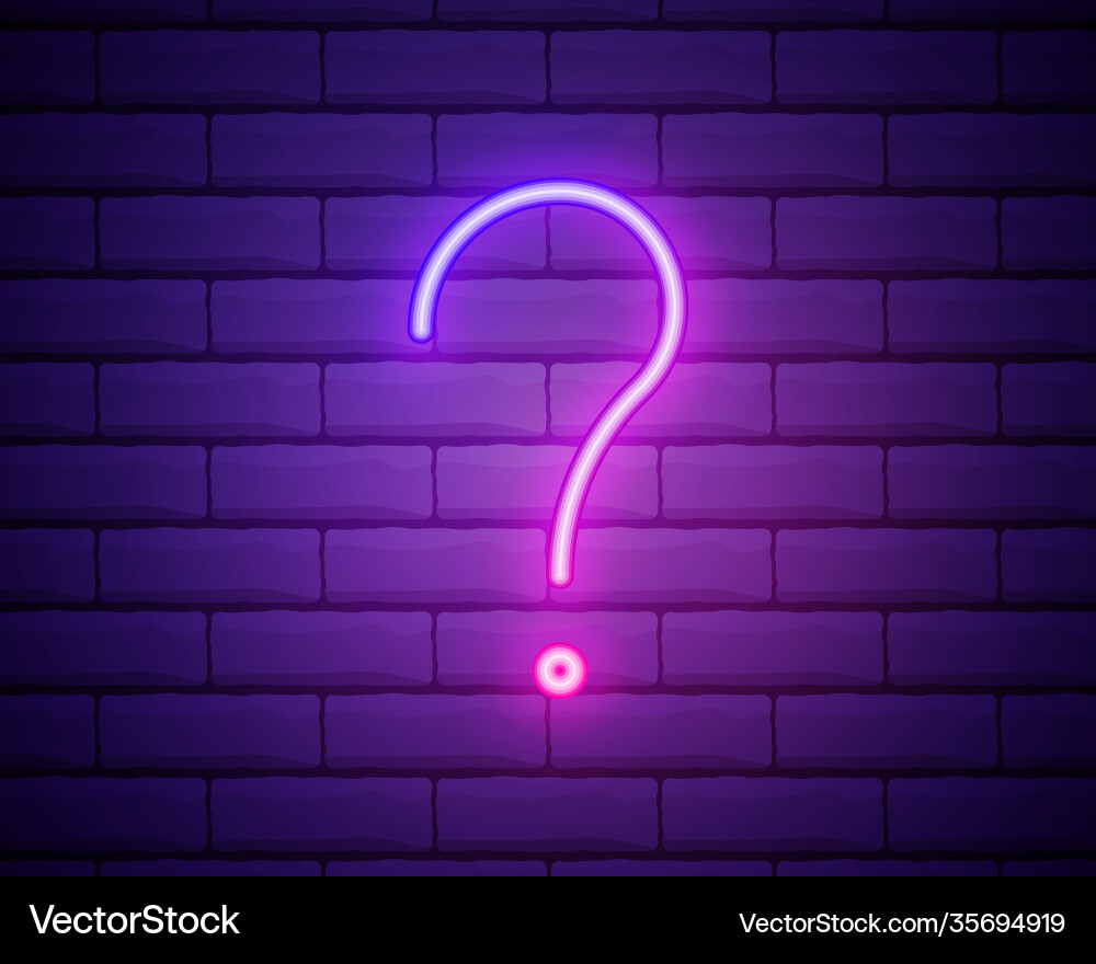 Realistic isolated neon sign question logo Vector Image
