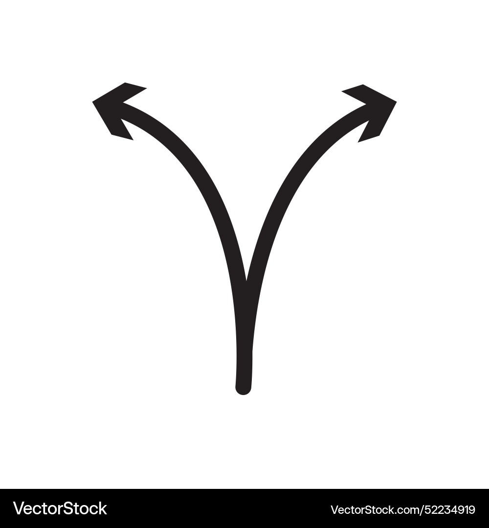 Separating arrow in two part icon black line art Vector Image