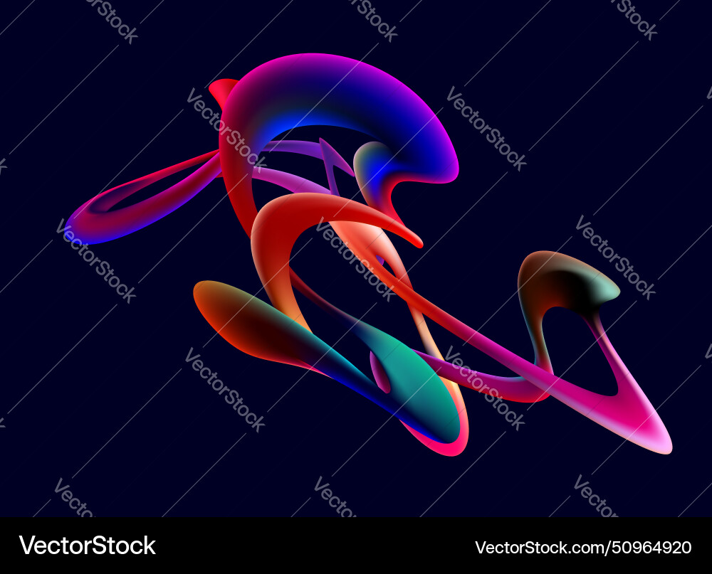 Abstract fluid 3d shapes colorful neon lines Vector Image