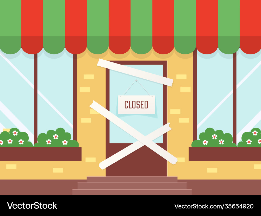 Closed shop or restaurant cartoon locked store Vector Image