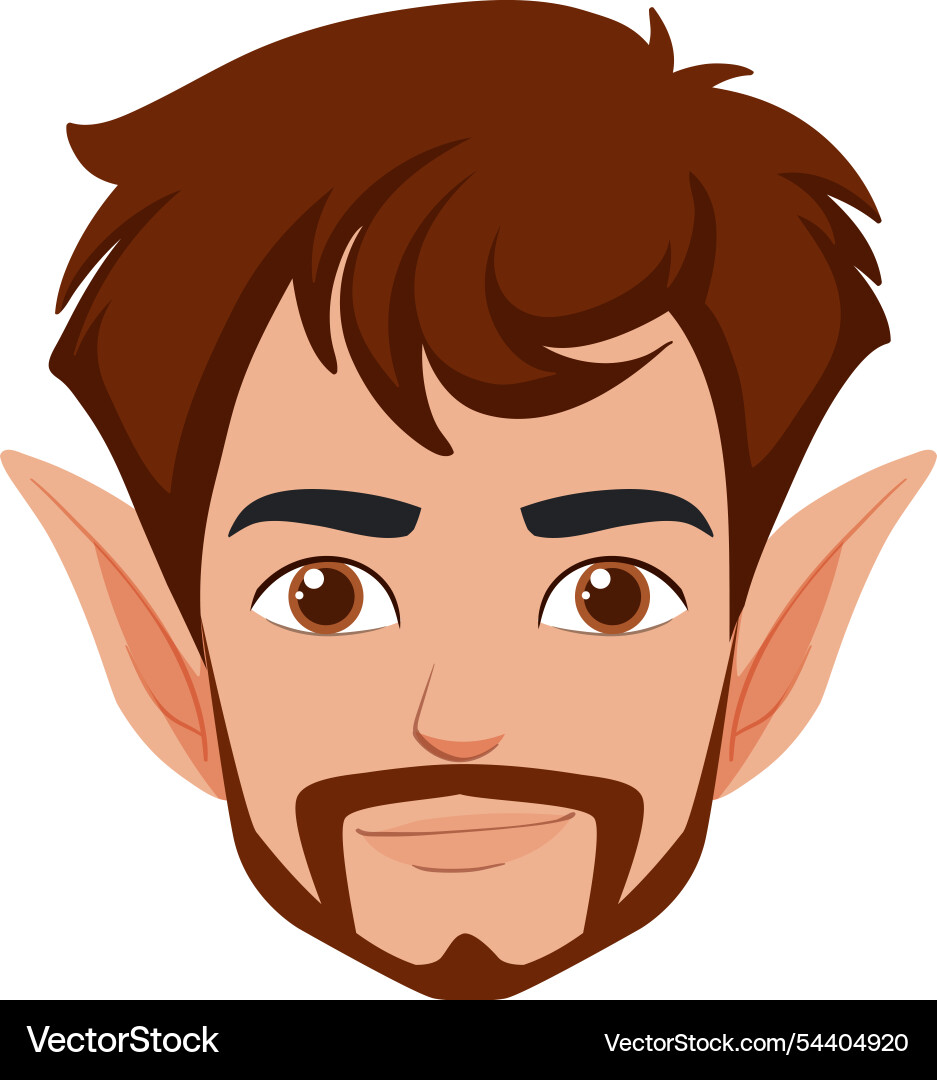 Elf character with brown hair and beard Royalty Free Vector