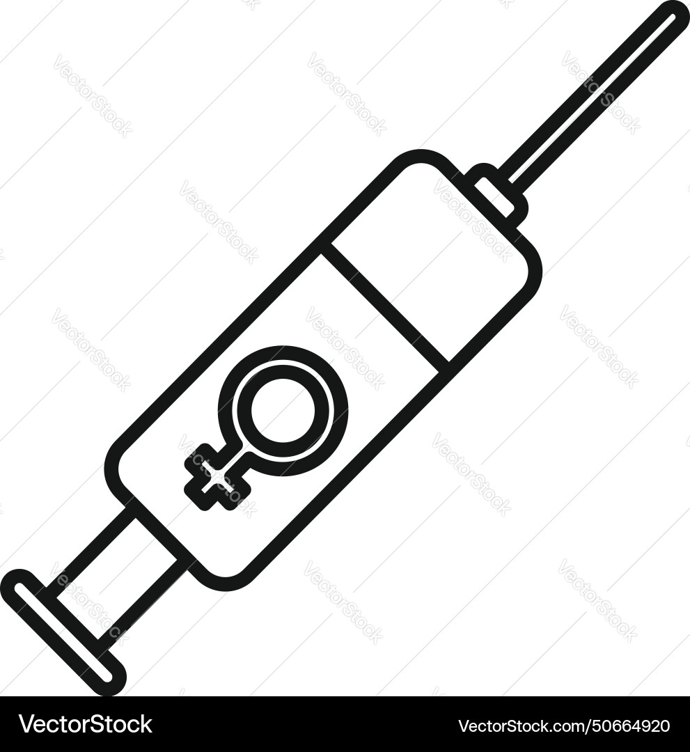 Female syringe injection icon outline Royalty Free Vector