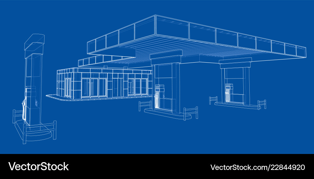 Gas station rendering of 3d Royalty Free Vector Image