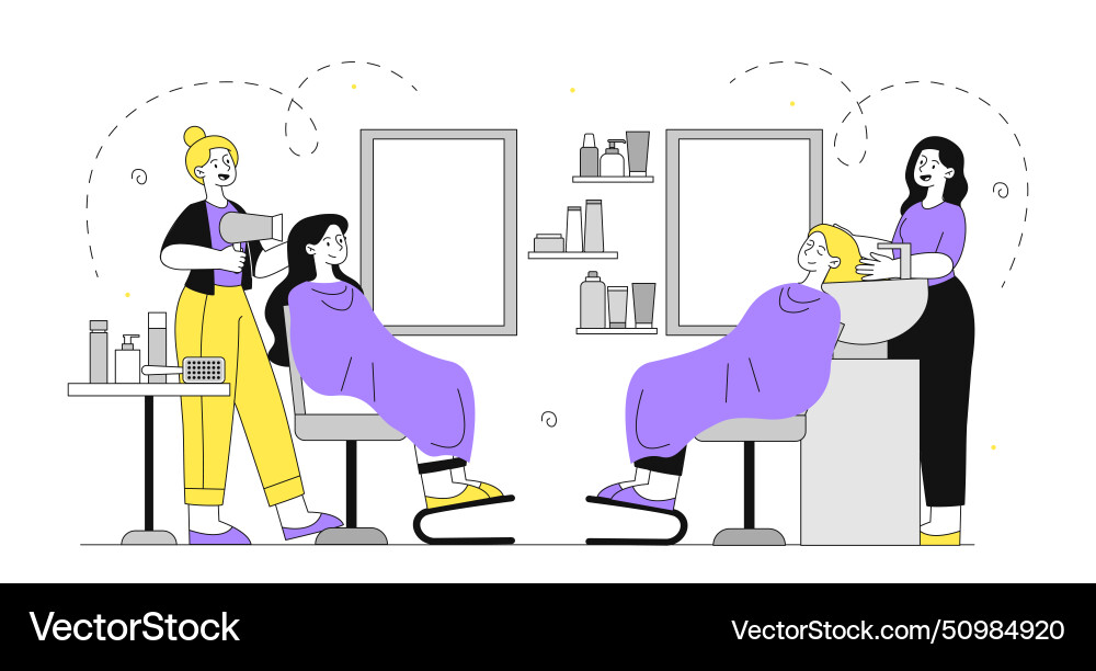 Hairdresser salon linear Royalty Free Vector Image