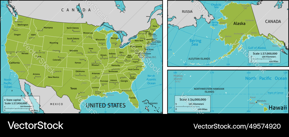 Map of usa Royalty Free Vector Image - VectorStock