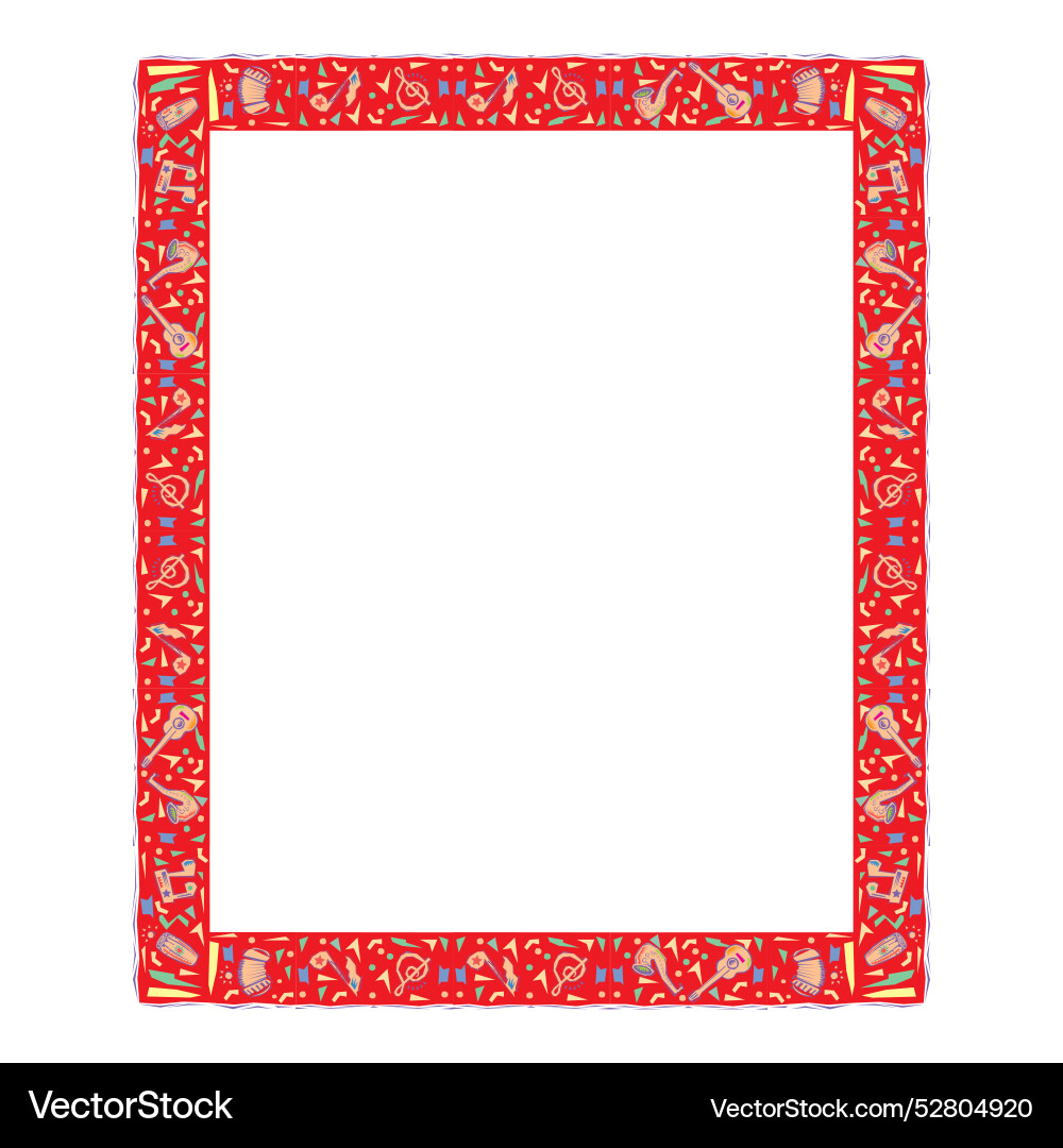 Music instruments objects frame line design Vector Image