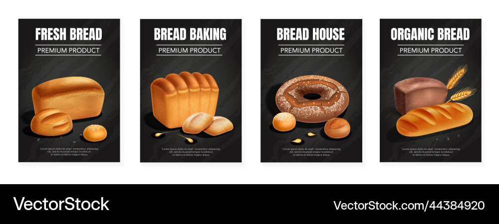 Realistic bread poster set Royalty Free Vector Image