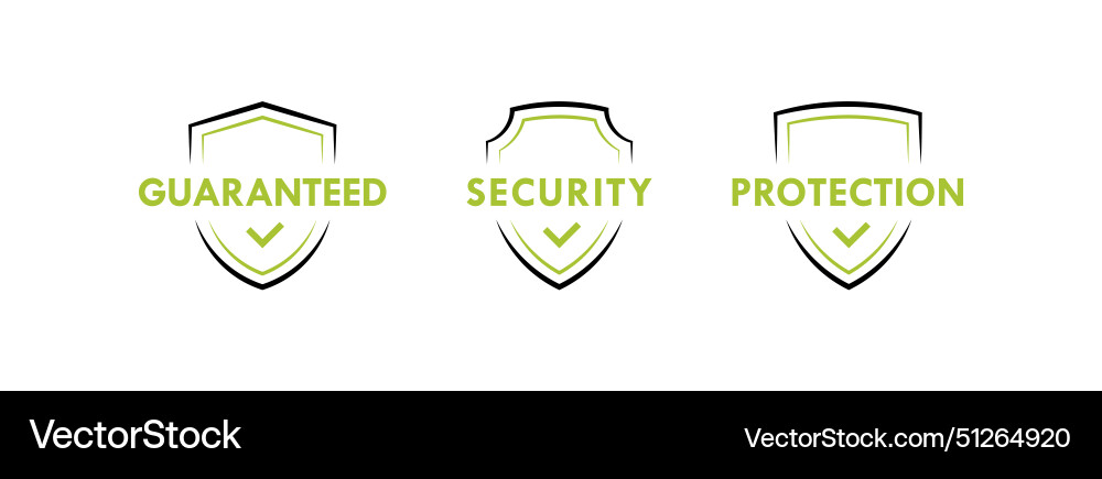 Shield line badges with guaranteed security Vector Image