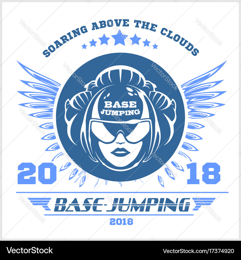 Wingsuit flying base-jumping sport emblem Vector Image