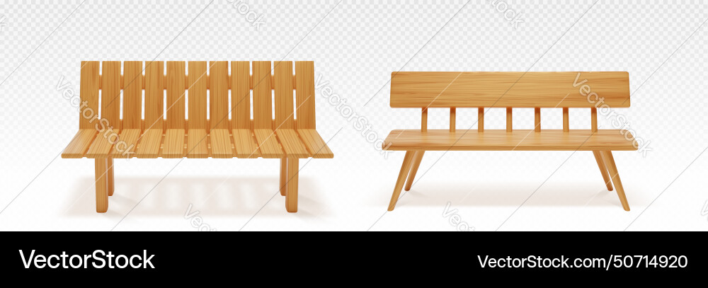 Wooden park or backyard bench front view Vector Image
