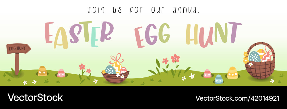 Adorable Easter Bunny Egg Hunt Royalty Free Vector Image