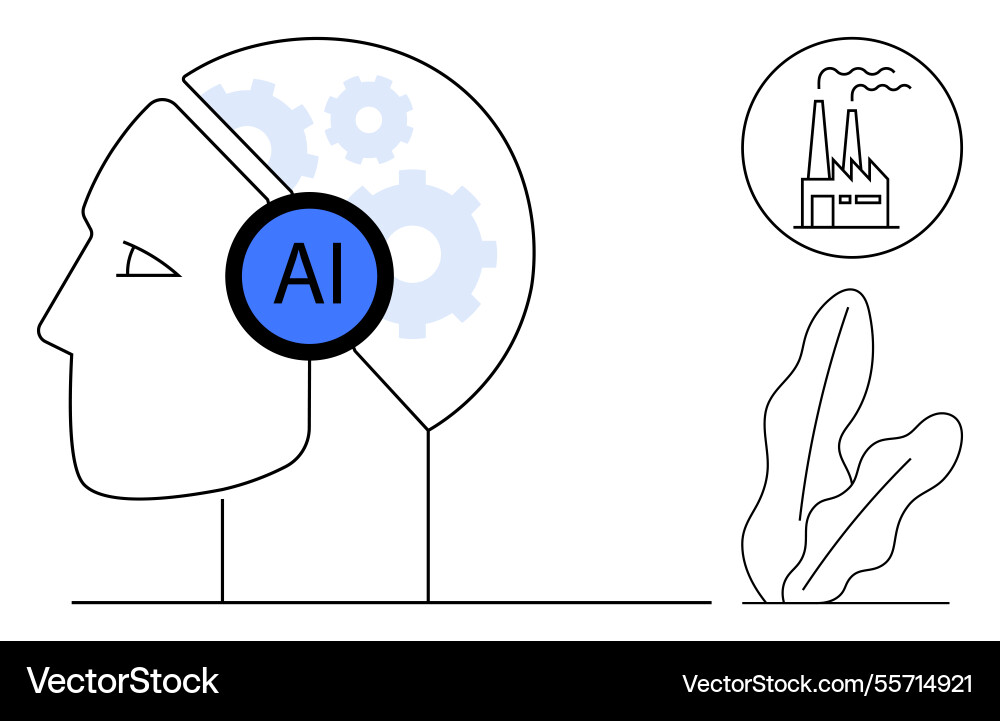 Ai integration in industry with mechanical brain Vector Image