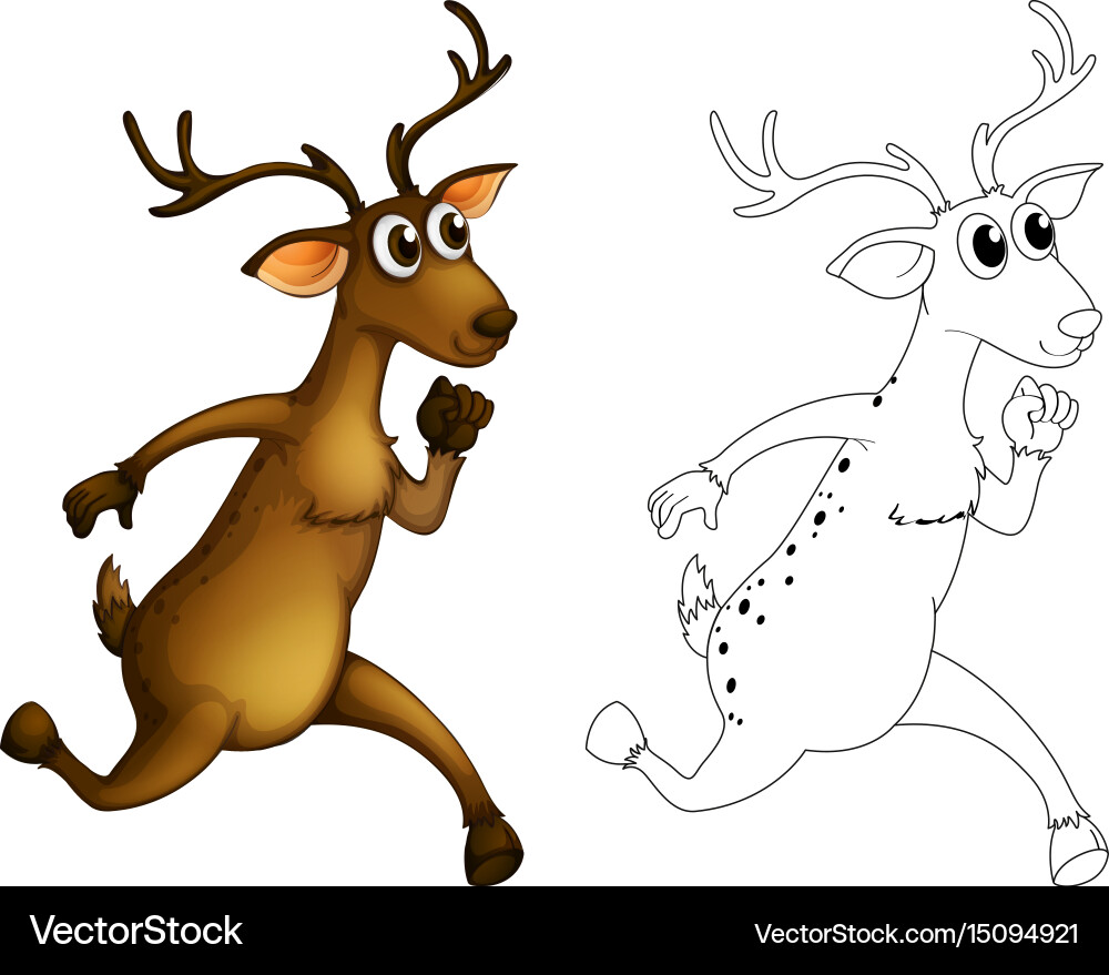Animal outline for deer running Royalty Free Vector Image