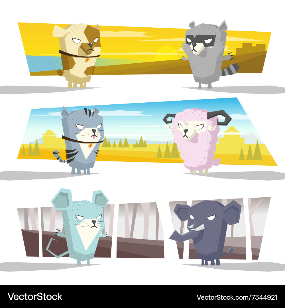 Animals collection team c Royalty Free Vector Image