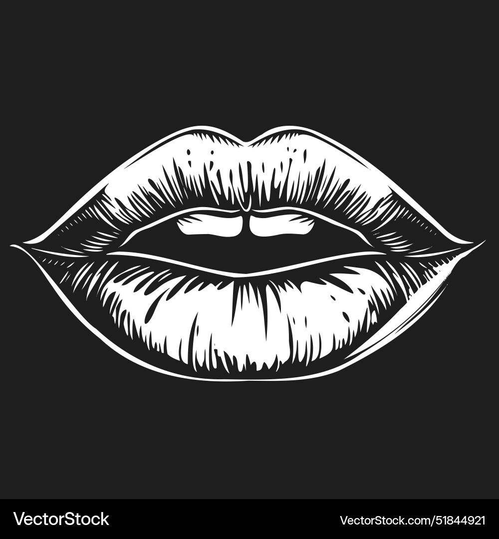 Black and white of lips Royalty Free Vector Image