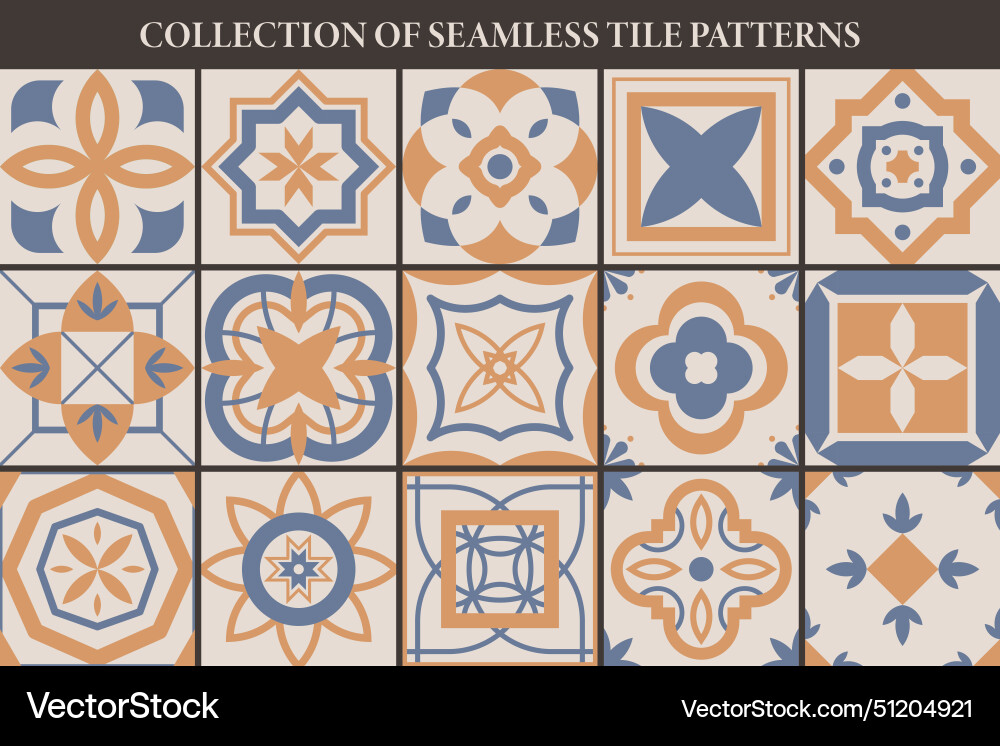 Collection of seamless geometric mosaic patterns Vector Image