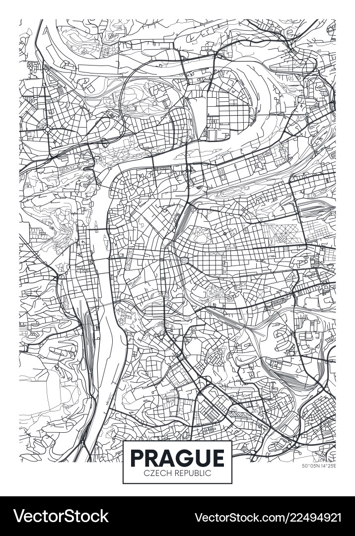 Detailed Prague City Map Royalty Free Vector Image